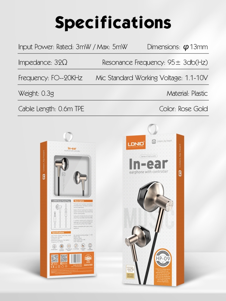 LDNIO HP09 In-Ear Earphone with Controller – CME Distribution Sdn Bhd