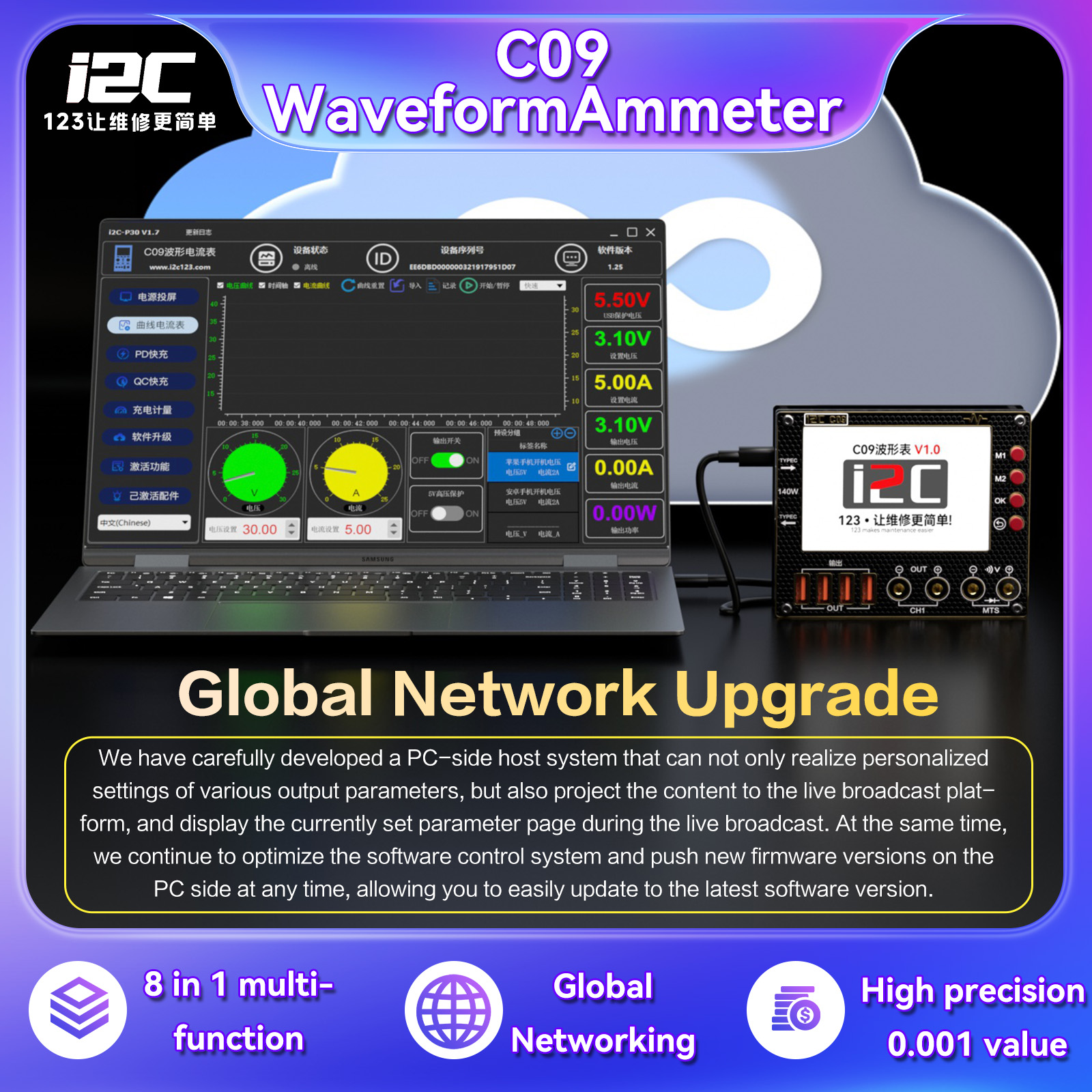 I2C C09 Waveform Ammeter Package 2 (Waveform Meter + Voltage + Charger ...