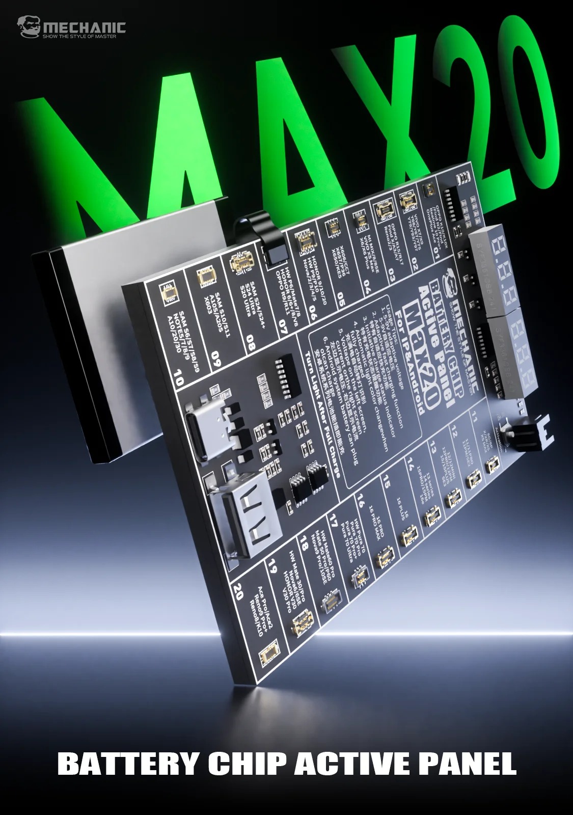 MECHANIC MAX20 Battery Chip Active Panel for Phone+Android 8-16 Series ...