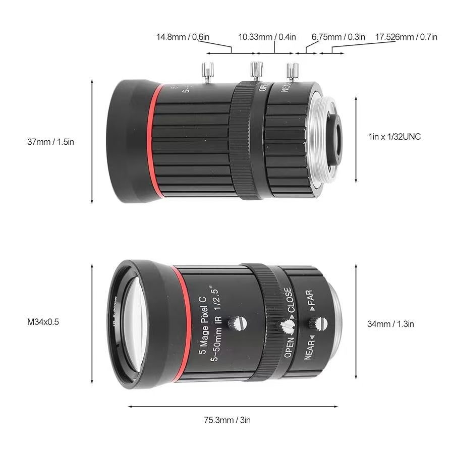 CCTV LENS – C-Mount Zoom Lens for Camera 3 Mega Pixel 5-50MM – Red Line ...