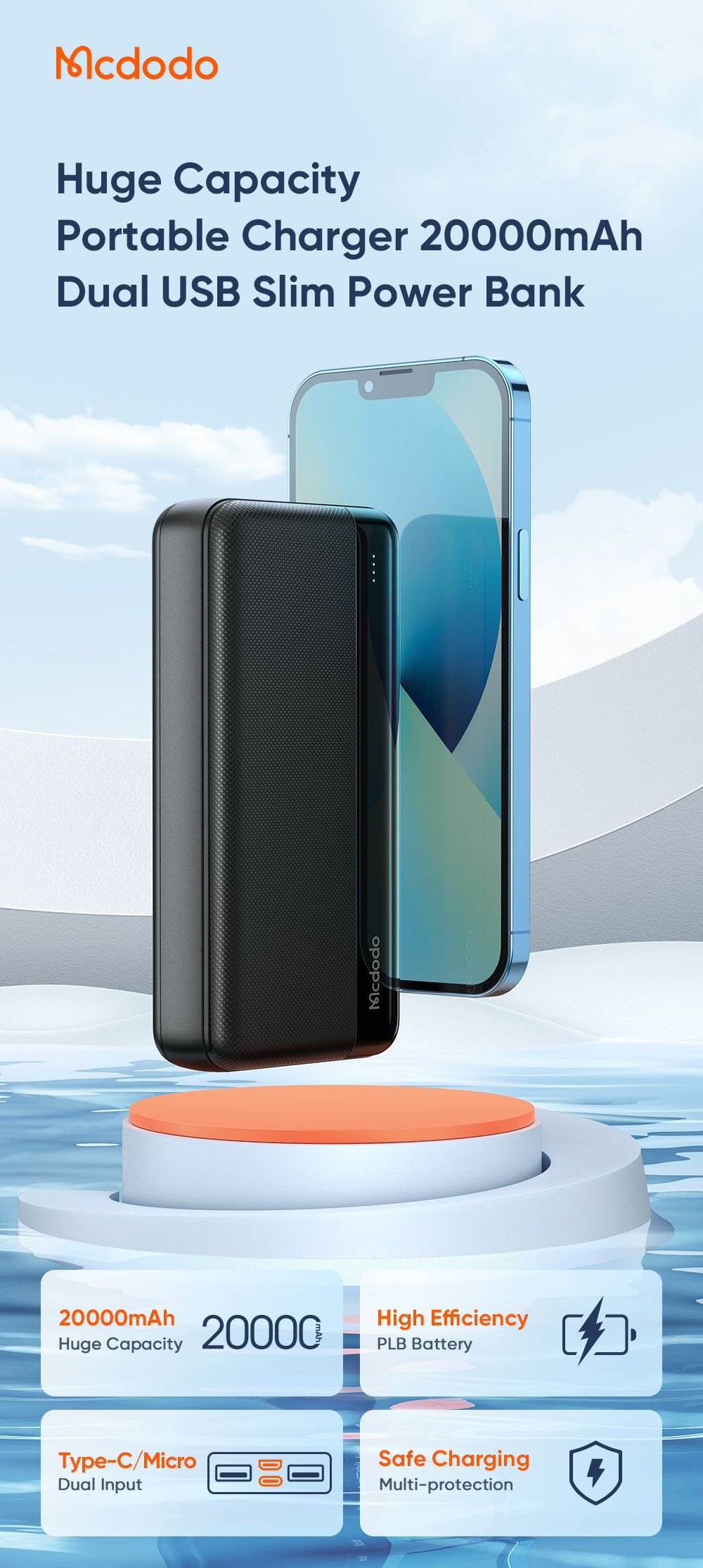 MCDODO MC-1370 Dual USB Power Bank 20000mAh – CME Distribution Sdn Bhd