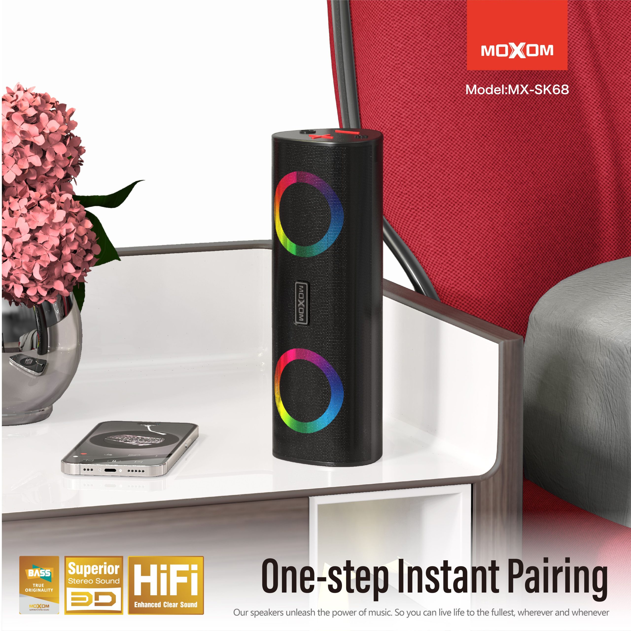 MOXOM MX-SK68 Pillar RGB Lighting Wireless Speaker – CME Distribution ...